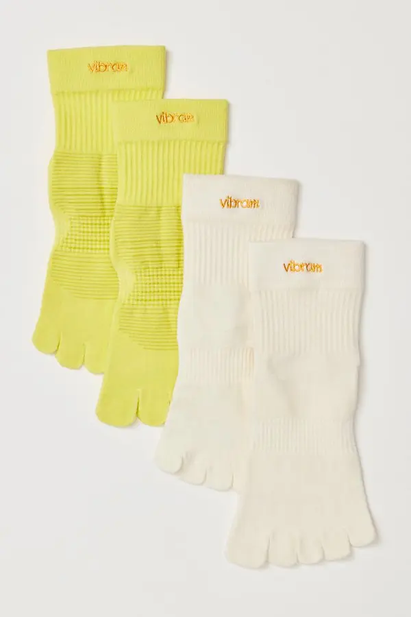 Vibram Toe Socks 2-pack - Ivory/lime