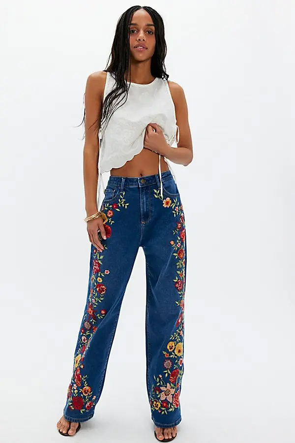 DRIFTWOOD Penelope Wide-leg Jeans - Fresh Floral