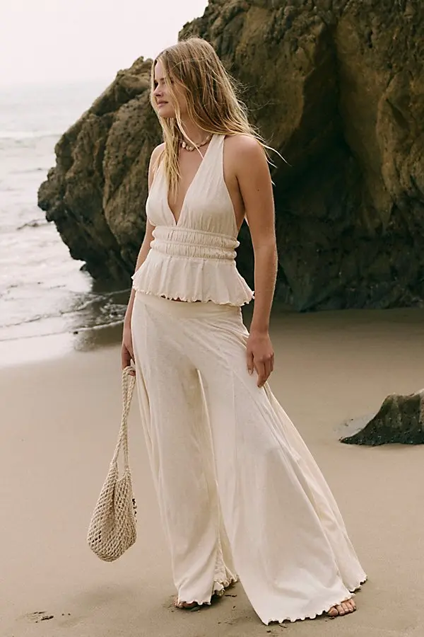 Free People Breezy Halter Top And Wide-leg Pant Set