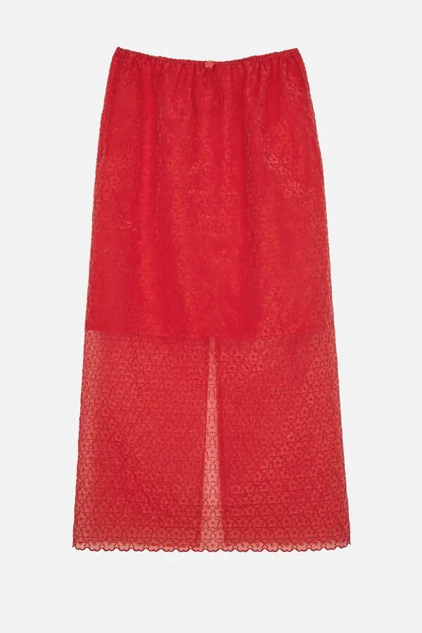 Cecilie Bahnsen Floral Print Midi Skirt - Red