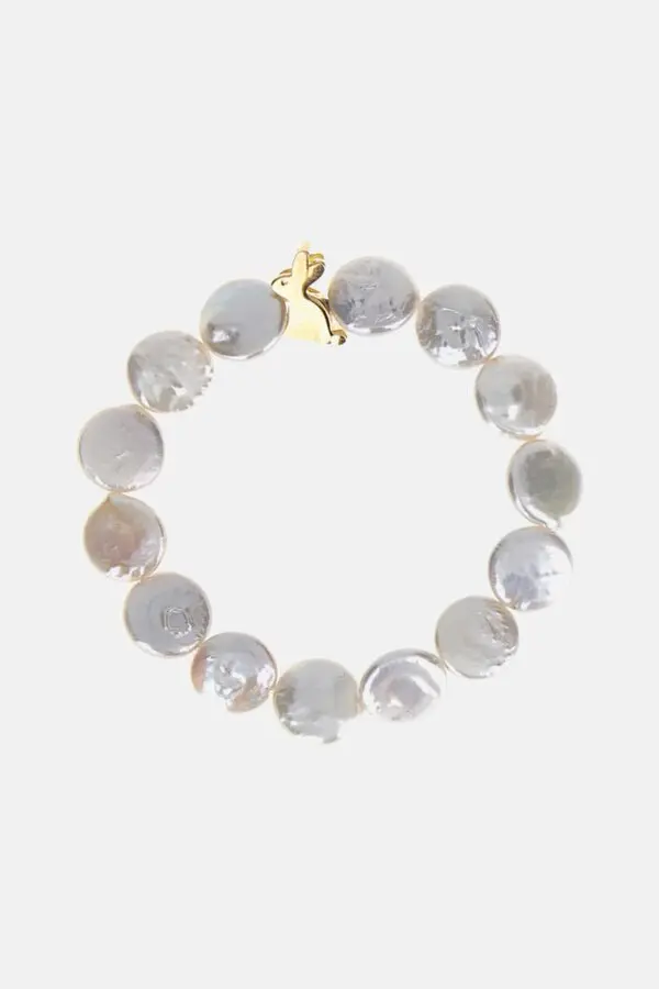 ALIITA Pearl Bracelet With Gold Rabbit - White