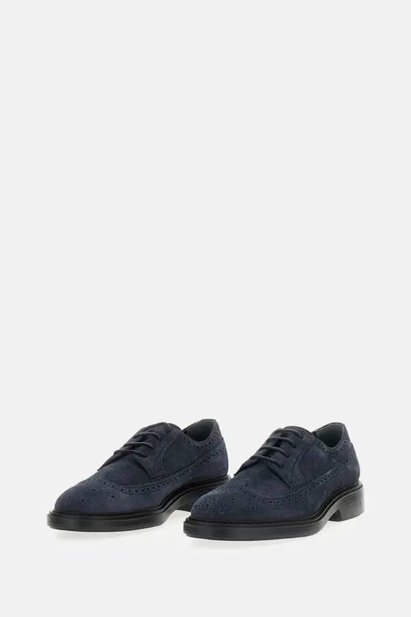 Hogan H704 Perforated Derby Shoes - Blu