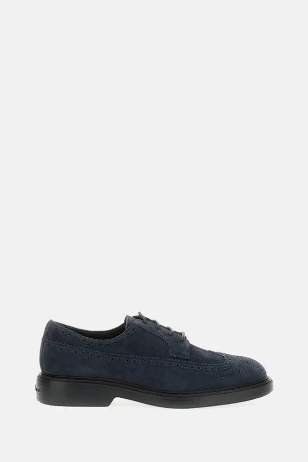 Hogan H704 Perforated Derby Shoes - Blue