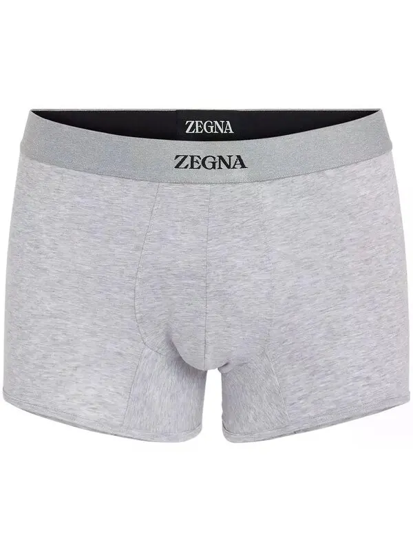 Zegna Logo-waistband Cotton Boxers - Grey