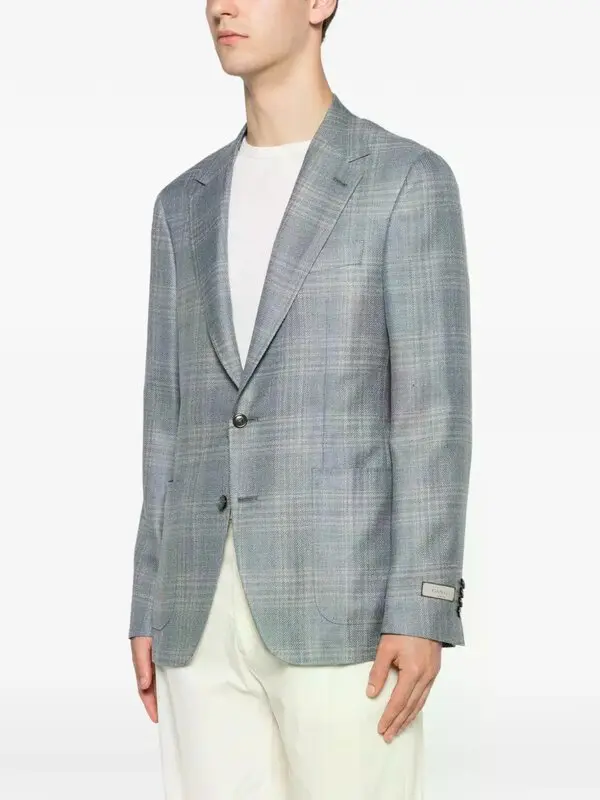 Canali Checked Two-button Blazer - Blue
