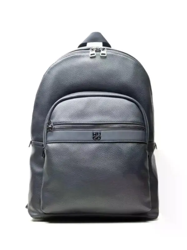 Hugo Logo-plaque Zip-pocket Backpack - Blue