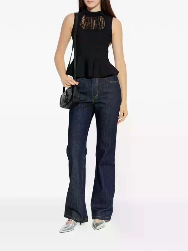 Alexander McQueen Lace-detail Peplum-hem Blouse