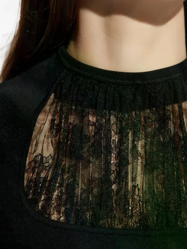 Alexander McQueen Lace-detail Peplum-hem Blouse
