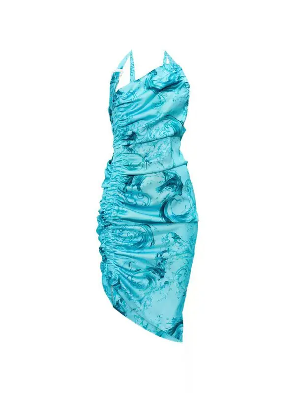 Versace Wave Couture-print Midi Dress