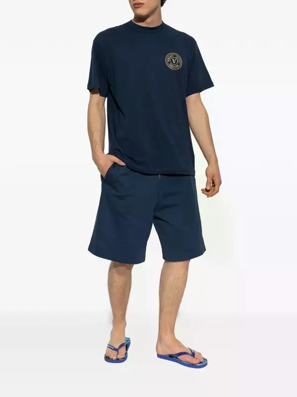 Versace Cotton Shorts With Logo Patch