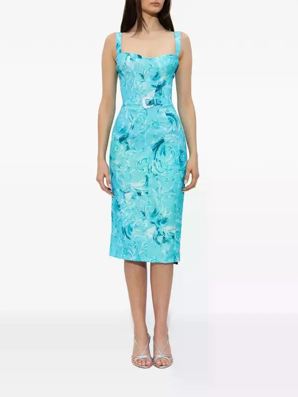 Versace Floral Belted Dress