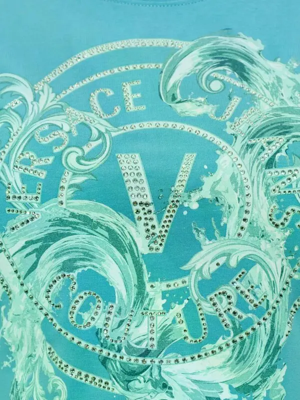 Versace Graphic Embellished Dress - Blue