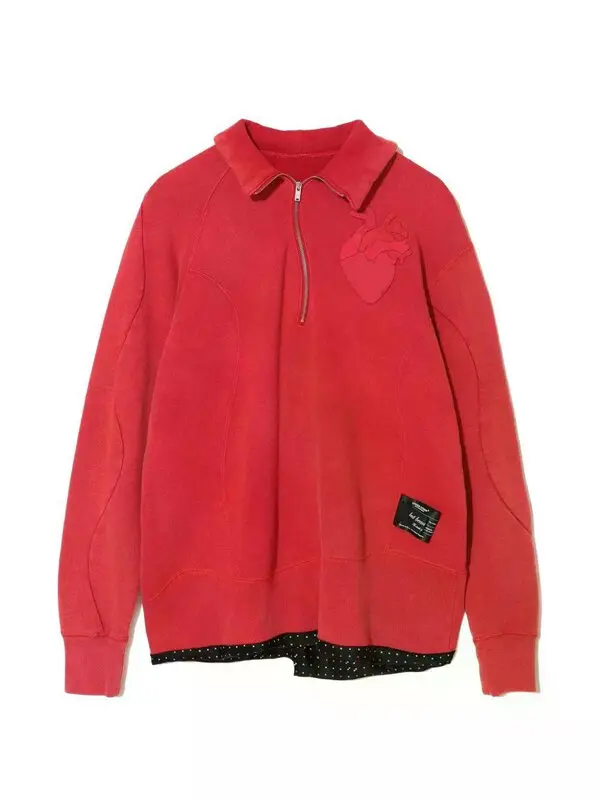 Undercover Heart Appliqué Zip Polo Top