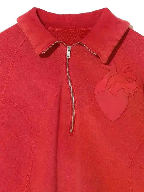 Undercover Heart Appliqué Zip Polo Top