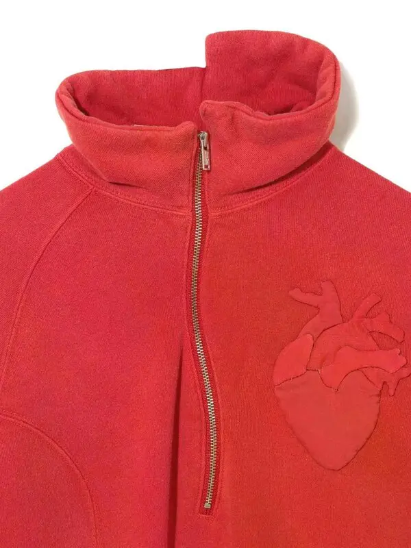 Undercover Heart Appliqué Zip Polo Top
