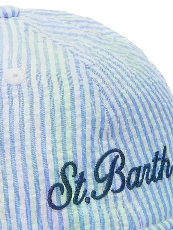 MC2 SAINT BARTH Seersucker Striped Baseball Cap