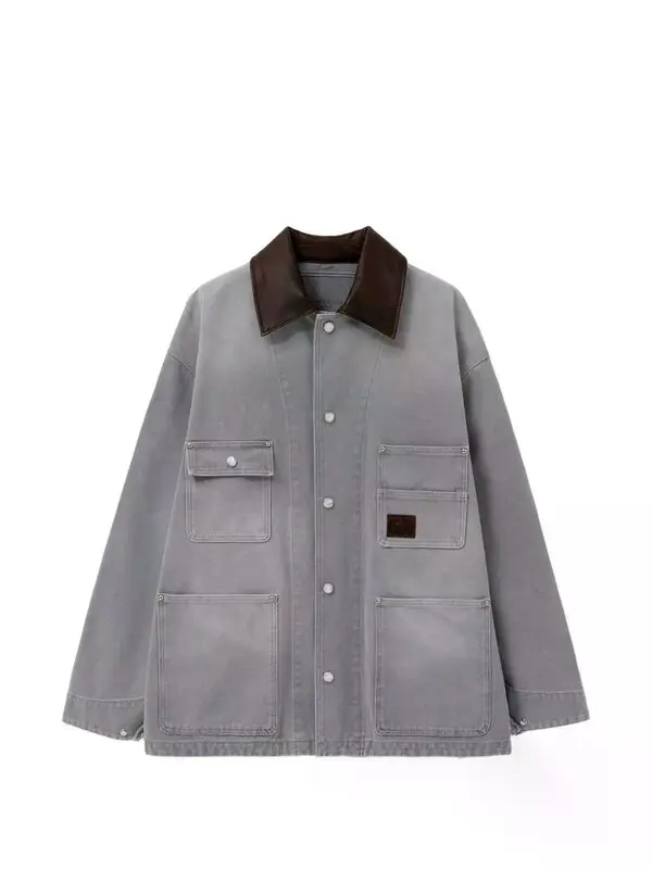 WOOYOUNGMI Leather Collar Pocket Jacket