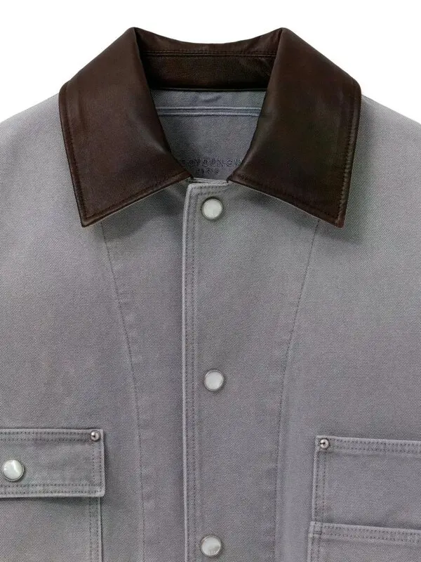 WOOYOUNGMI Leather Collar Pocket Jacket