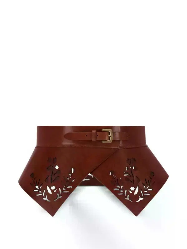 Lela Rose Laser-cut Floral Belt - Brown
