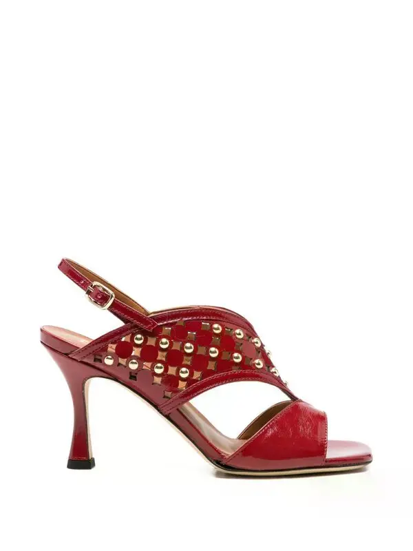 EVALUNA Stud-embellished Sandals - Red