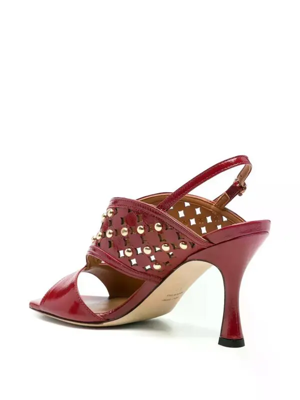 EVALUNA Stud-embellished Sandals - Red