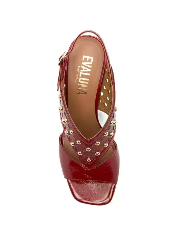 EVALUNA Stud-embellished Sandals - Red