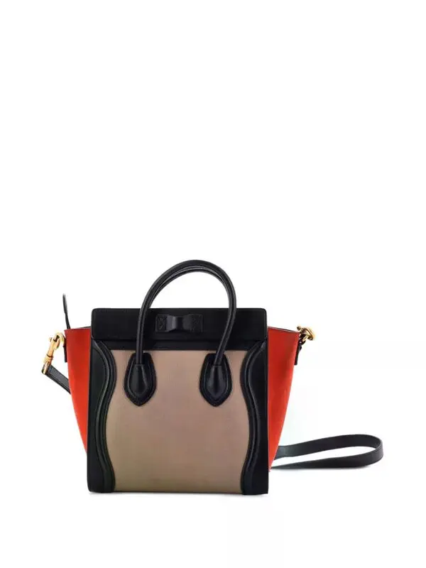 Celine Tricolor Leather Nano Luggage Bag - Black