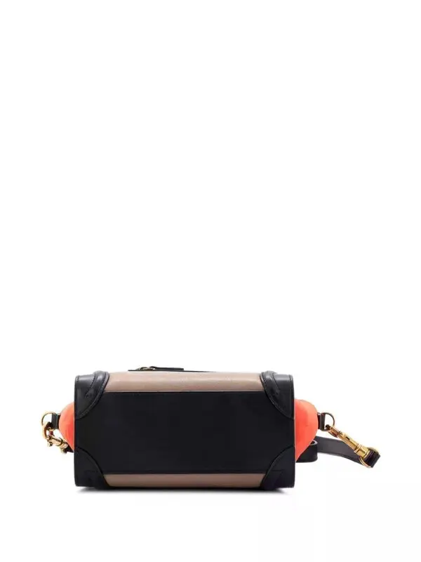 Celine Tricolor Leather Nano Luggage Bag - Black