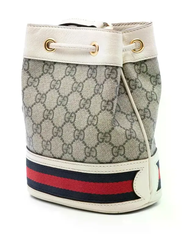 Gucci Mini Gg Supreme Web Ophidia Bucket Bag - Neutrals