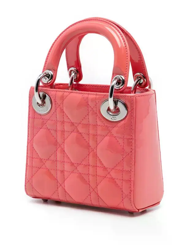 Dior 2016 Micro Patent Cannage Lady Satchel - Pink