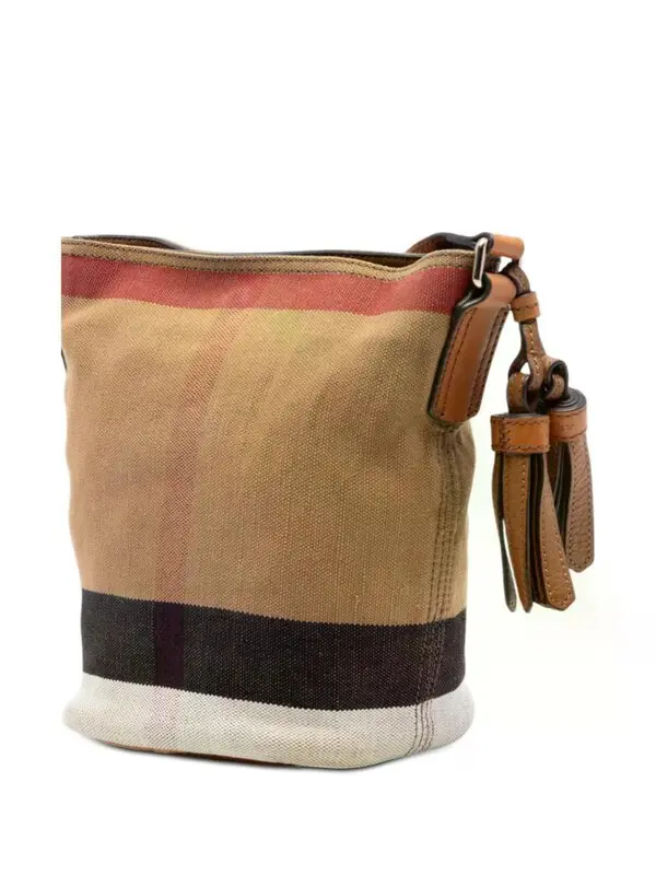 Burberry Mini Mega Check Canvas Ashby Tassel Bucket Bag