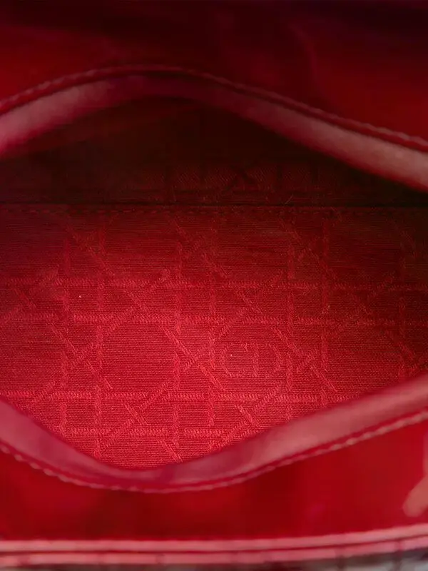 Dior 2018 Medium Patent Cannage Lady Satchel - Red