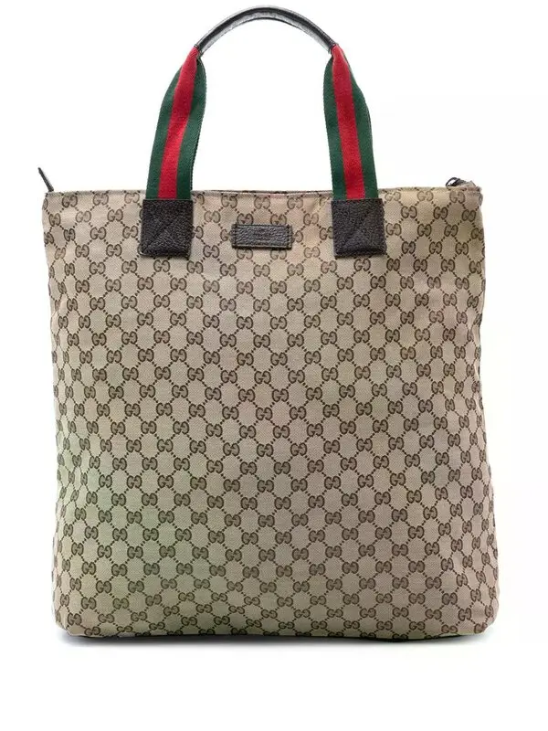 Gucci Gg Canvas Web Vertical Tote Bag