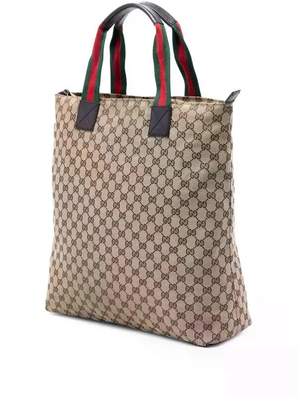 Gucci Gg Canvas Web Vertical Tote Bag