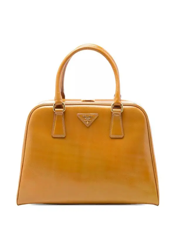 Prada 2010-2016 Saffiano Vernice Pyramid Frame Handbag