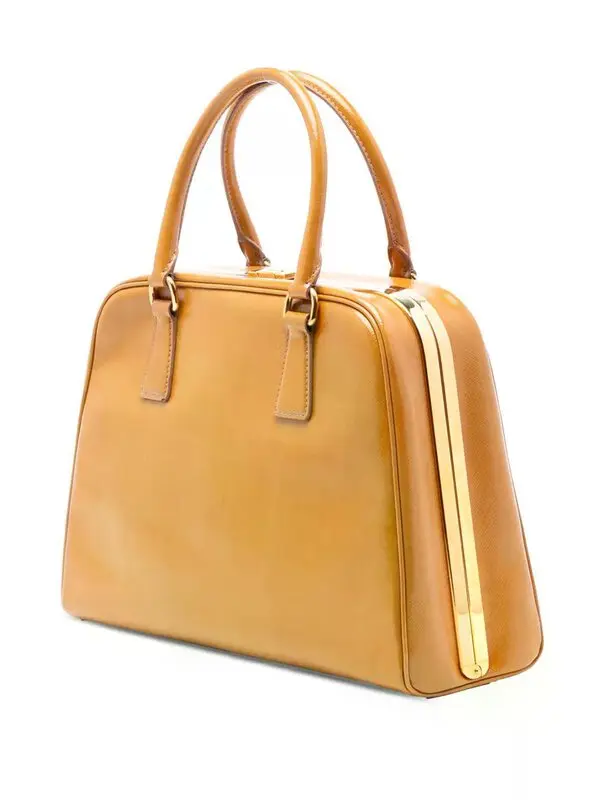 Prada 2010-2016 Saffiano Vernice Pyramid Frame Handbag
