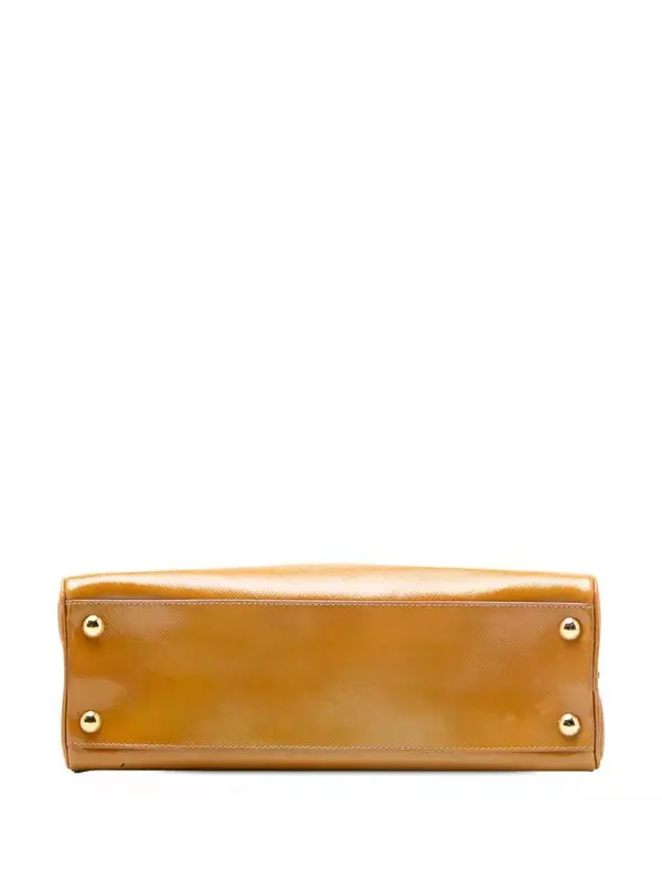 Prada 2010-2016 Saffiano Vernice Pyramid Frame Handbag