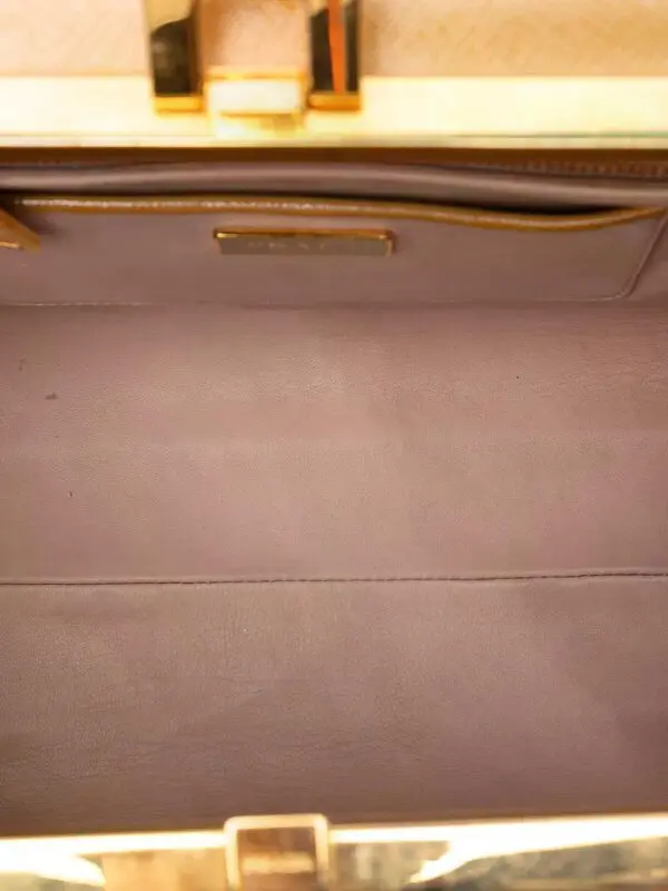 Prada 2010-2016 Saffiano Vernice Pyramid Frame Handbag