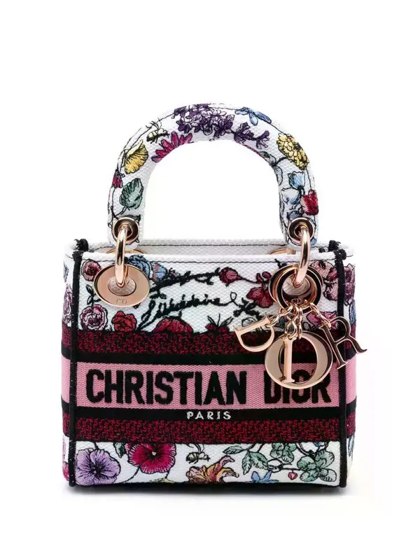 Dior 2023 Mini Lady D-lite Satchel - White