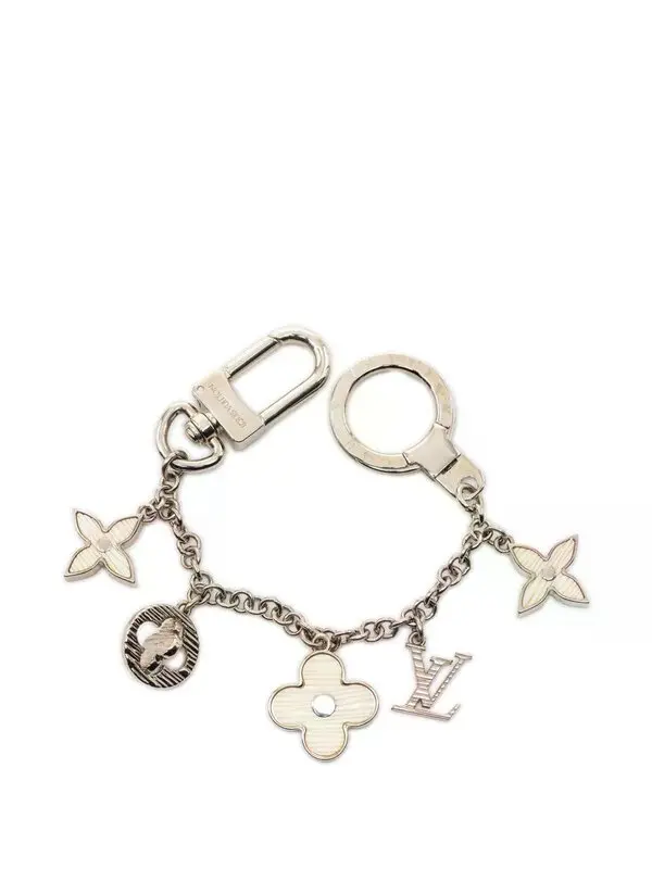 LOUIS VUITTON 2016 Plated Fleur D Epi Bag Charm Key Chain - Silver