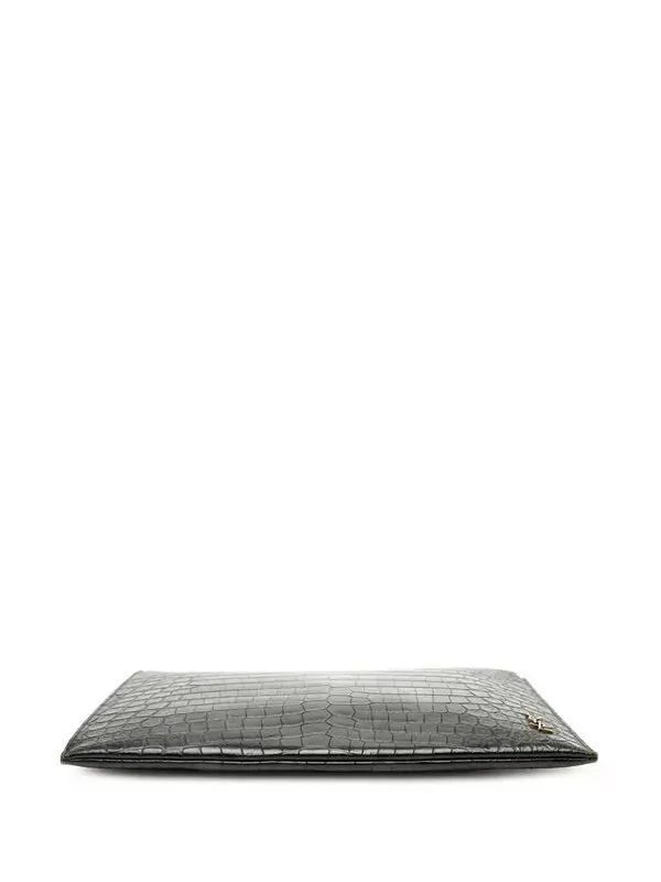 Saint Laurent 2019 Croc Embossed Leather Zipped Tablet Holder