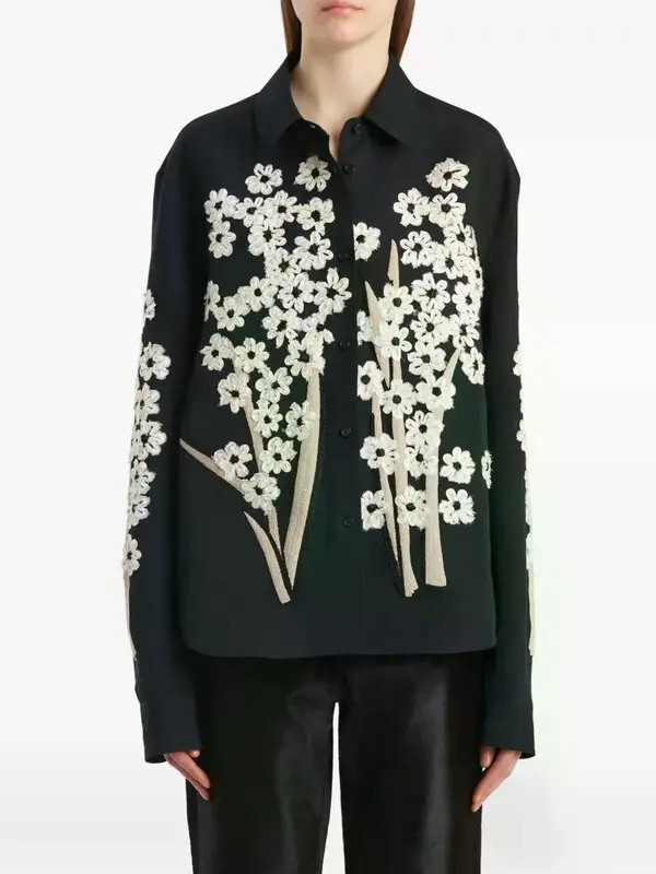 Khaite Argo Embroidered Top - Black
