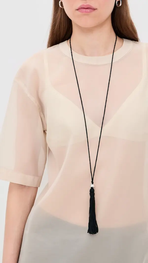 Shashi Maxine Tasseled Necklace - Black