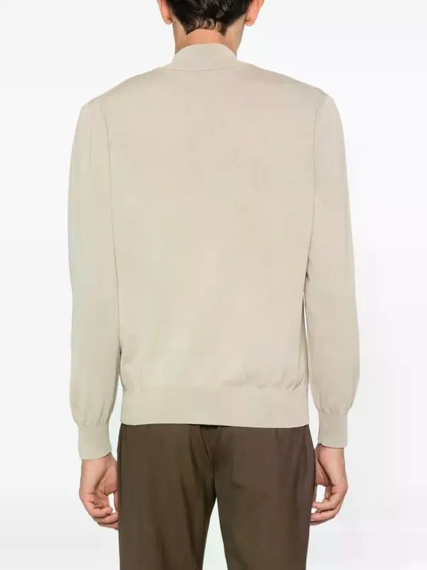 Canali Zip-up Knit Cardigan - Neutrals