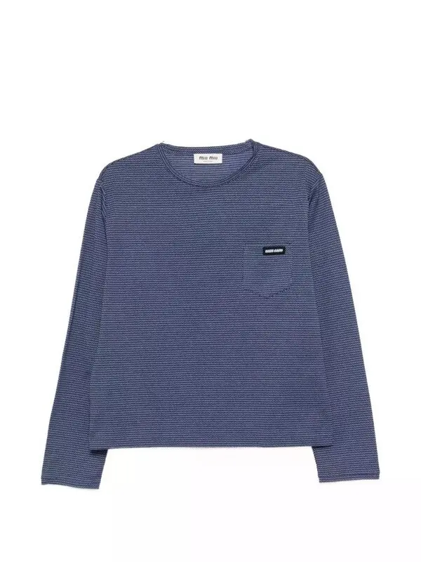 Miu Miu Long Sleeve Crewneck T-shirt With Jacquard Motif