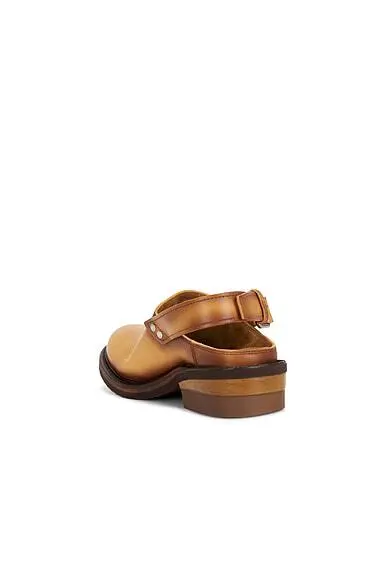 Miu Miu Embossed Calfskin Slingback Mules With Platform - Cuoio