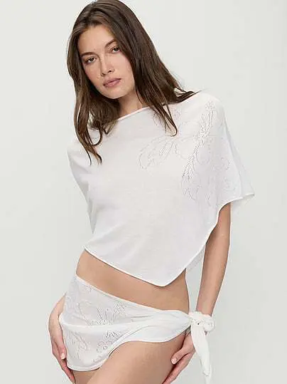 Victoria's Secret Scout Knit Poncho - White,ivory