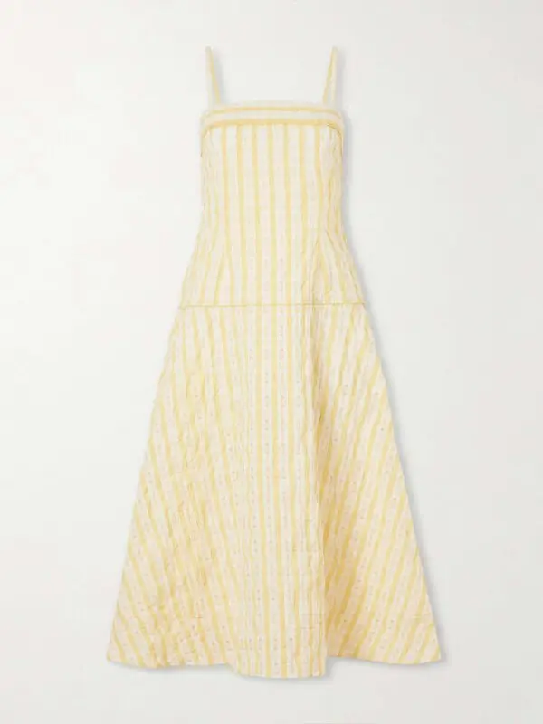 Rosie Assoulin Drop Me A Note Striped Seersucker Midi Dress - Multi