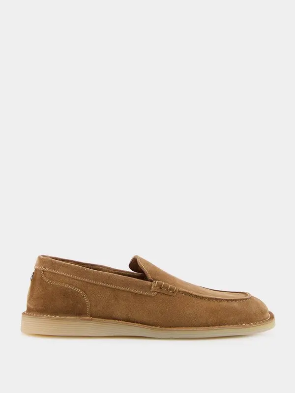 Dolce & Gabbana Suede Loafers With Dg Logo - Brown