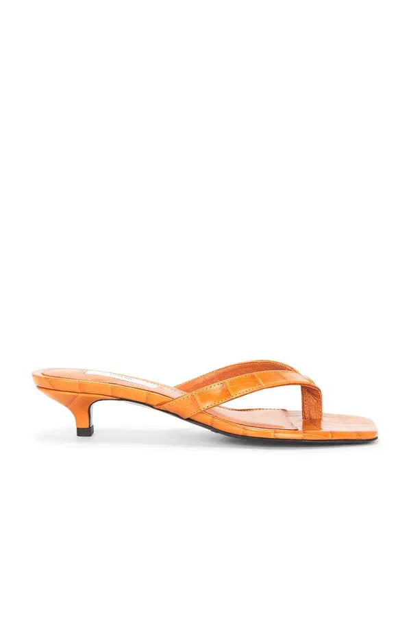 TOTEME Croco Embossed Heeled Flip Flop - Tangerine